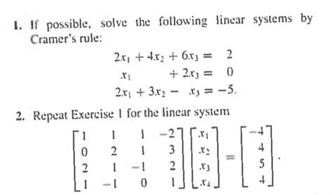 solved if possible solve the following linear systems by