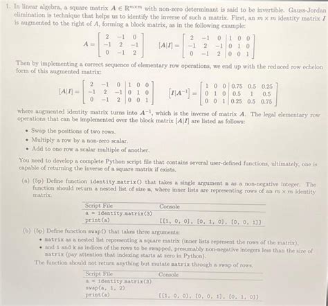 Solved 1 In Linear Algebra A Square Matrix A∈rm×m With
