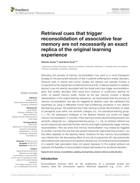 pdf retrieval cues that trigger reconsolidation of associative fear