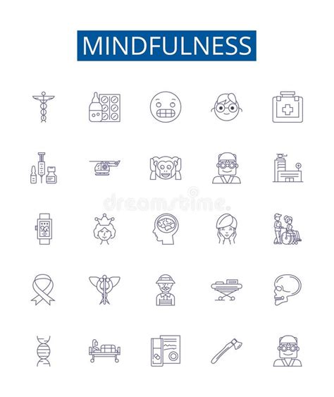 Mindfulness Line Icons Signs Set Design Collection Of Awareness Concentration Acceptance