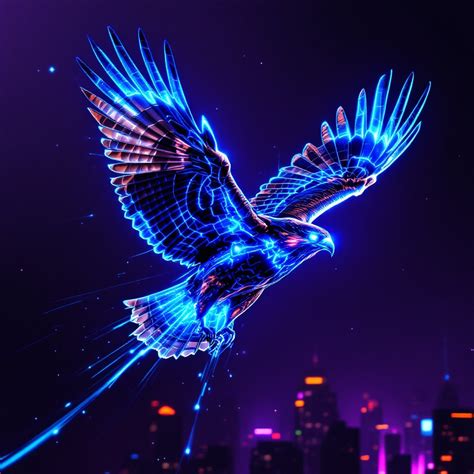 Free Neon Hawk Soars Image Cyberpunk Hawk Neon Download At Stockcake