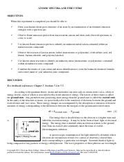 Atomic Spectra And Structure 1 Pdf ATOMIC SPECTRA AND STRUCTURE 1 OBJECTIVES When This