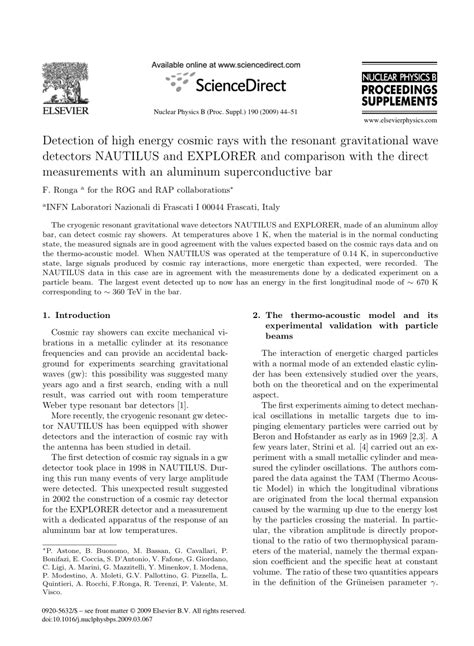 Pdf Detection Of High Energy Cosmic Rays With The Resonant Gravitational Wave Detectors