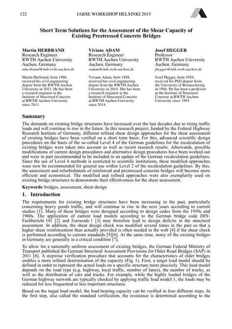 Pdf Short Term Solutions For The Assessment Of The Shear Capacity Of Existing Prestressed