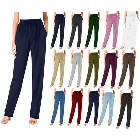 Corduroy Pants For Women Casual High Waist Straight Leg Elastic