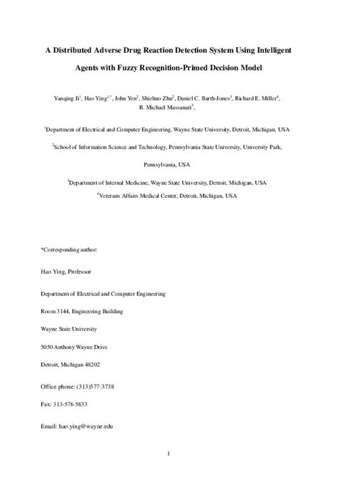 Pdf A Distributed Adverse Drug Reaction Detection System Using Intelligent Agents With A Fuzzy