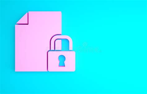 Pink Document And Lock Icon Isolated On Blue Background File Format And Padlock Stock