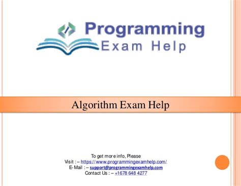 Algorithm Exam Help Ppt