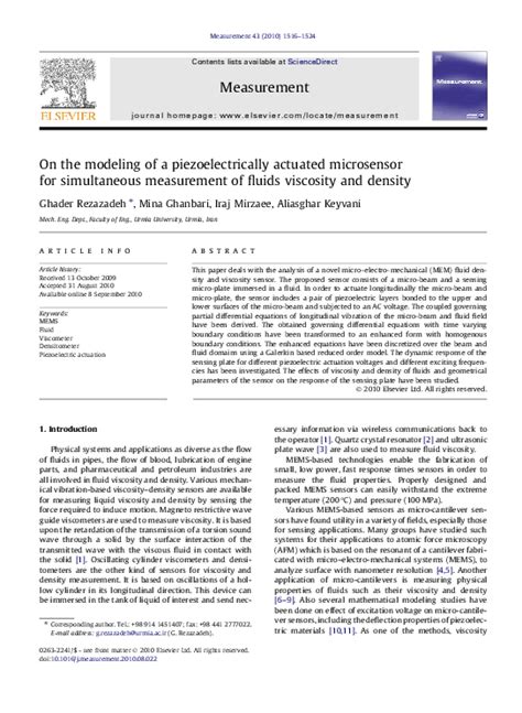 Pdf On The Modeling Of A Piezoelectrically Actuated Microsensor For