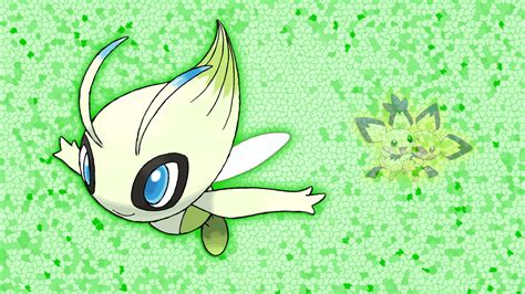 Download Celebi Pokemon Green Background Wallpaper