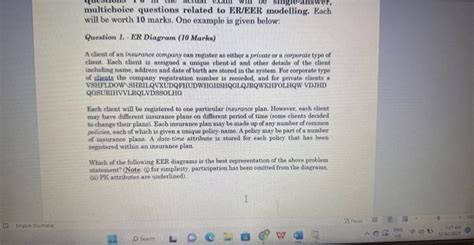 Solved Multichoice Questions Related To Er Eer Modelling