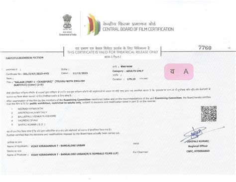 Salaar Censor Certificate Rtollywood