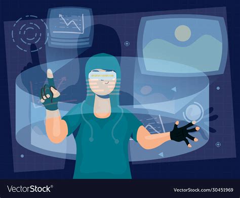 Man Using Augmented Reality Technology Royalty Free Vector