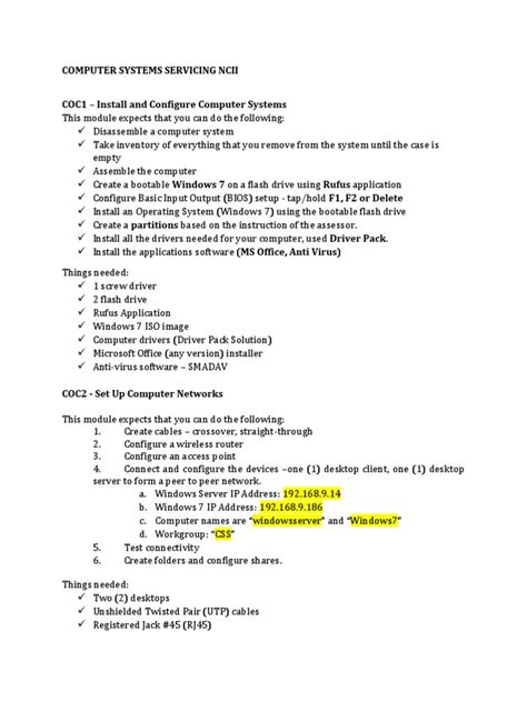 a guide to computer systems servicing ncii modules covering