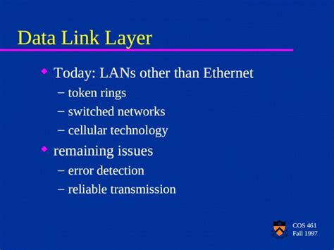 ppt cos 461 fall 1997 data link layer u today lans other than