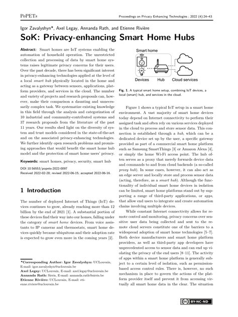Pdf Sok Privacy Enhancing Smart Home Hubs