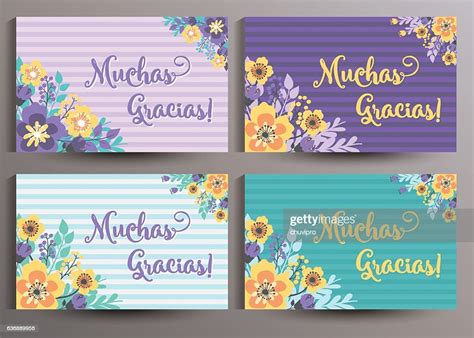 Muchas Gracias Spanish Thank You Cards Set 125x80 Mm High Res Vector