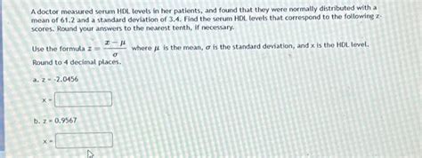 solved a doctor measured serum hdl levels in her patients