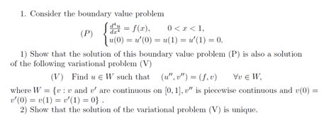 1 Consider The Boundary Value Problem 1 Show That