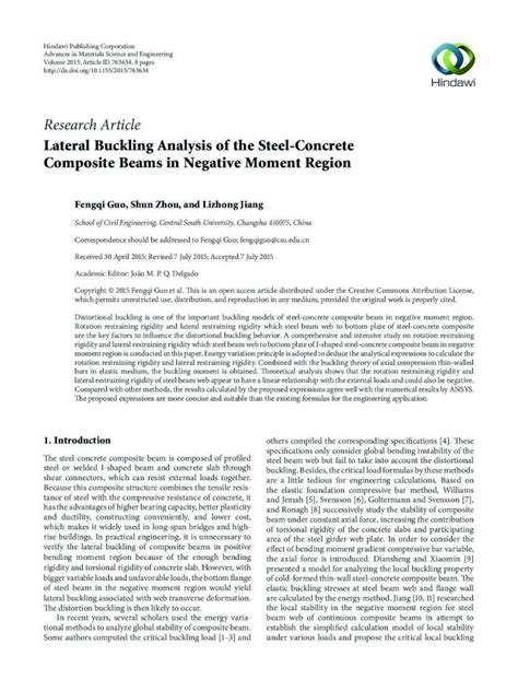 Pdf Research Article Lateral Buckling Analysis Of The Steel
