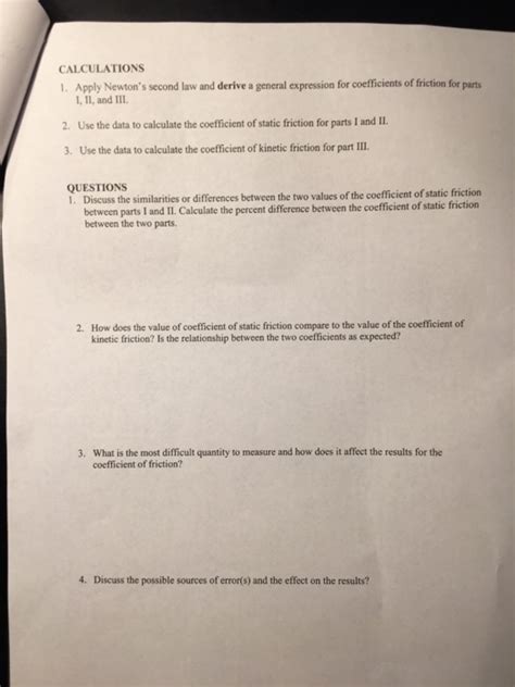 Solved Friction OBJECTIVE To Measure The Coefficient Of Chegg