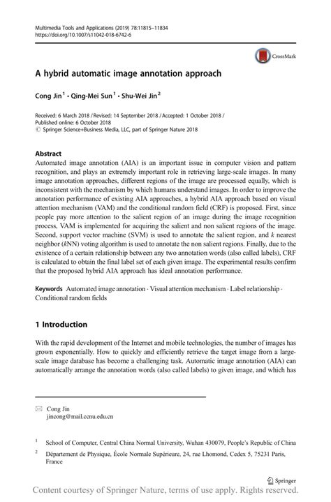 a hybrid automatic image annotation approach request pdf