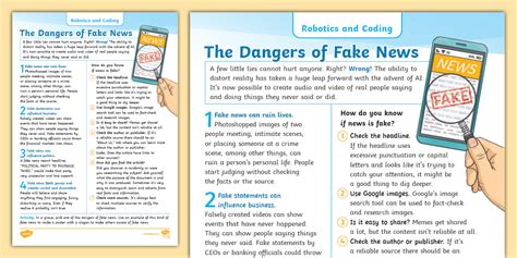 Robotics And Coding The Dangers Of Fake News Twinkl