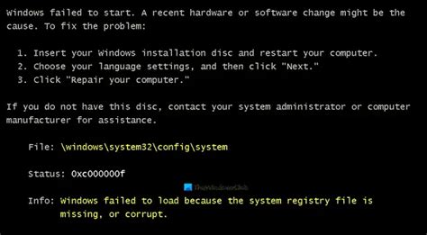 Windows System Config SYSTEM Is Missing Or Corrupt Fix