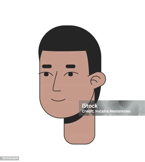 짧은 머리 젊은 성인 흑인 남자 2d 선형 만화 캐릭터 머리벽지 버즈 컷 아프리카 계 미국인 운동 선수 남자 고립 된 선 벡터