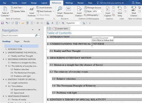 how to create table of contents in word word и excel помощь в