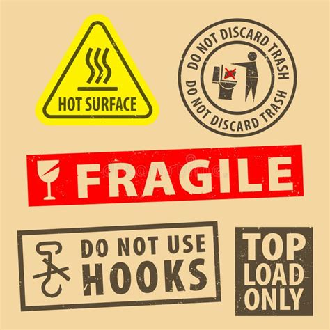 Set Of Fragile Sticker Do Not Use Hooks And Case Icon Packaging Symbols