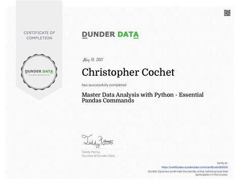 Christopher Cochet Master Data Analysis With Python Essential