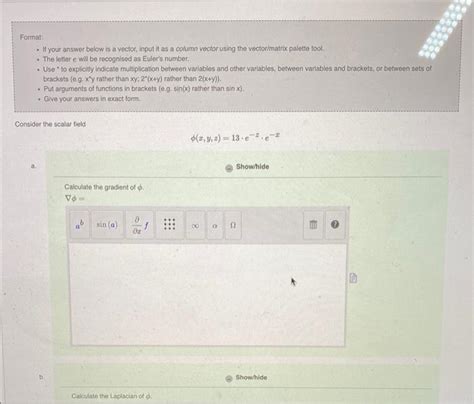 Solved Format If Your Answer Below Is A Vector Input It
