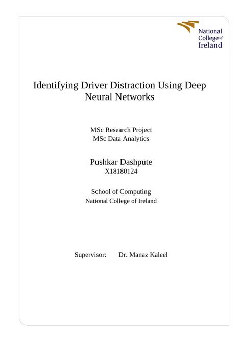 pdf identifying driver distraction using deep neural networks