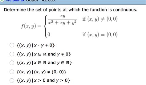 solved determine the set of points at which the function is