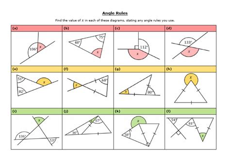 Angle Rules Practice Grid Pdf
