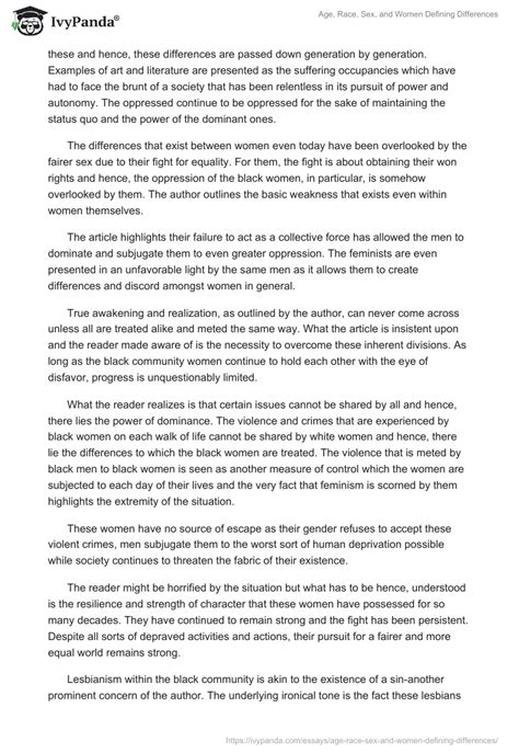 Age Race Sex And Women Defining Differences Words Critical Writing Example