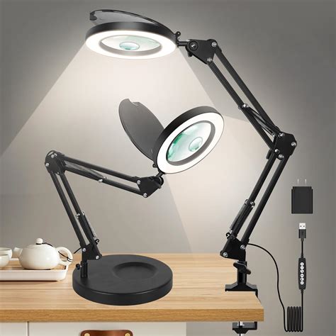 Magnifying Glass With Light 5x And 10x Magnifying Lamp 2 In 1 Magnifying Lamp And Clamp3 Modes