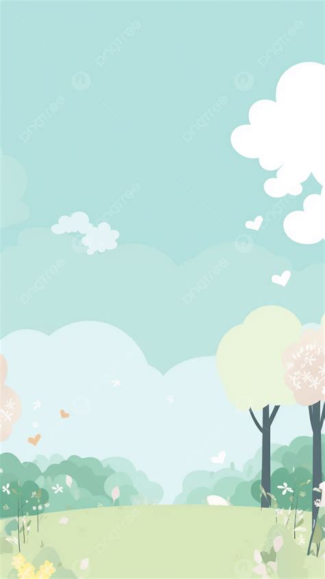 雲朵草地樹簡單可愛的自然風景背景圖桌布手機桌布圖片免費下載 Pngtree