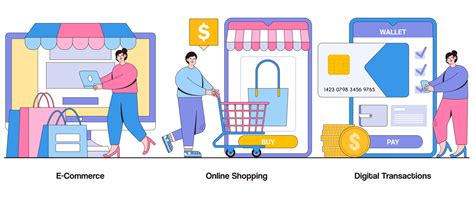 E Commerce Online Shopping Digital Transactions Concept With Character Cybersecurity Abstract