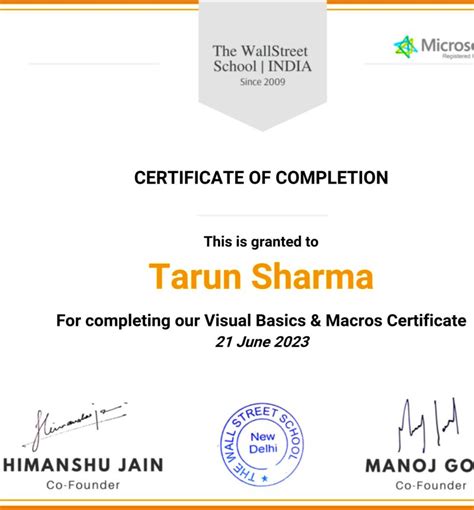 Certificateachievement Visualbasicsandmacros Automationskills