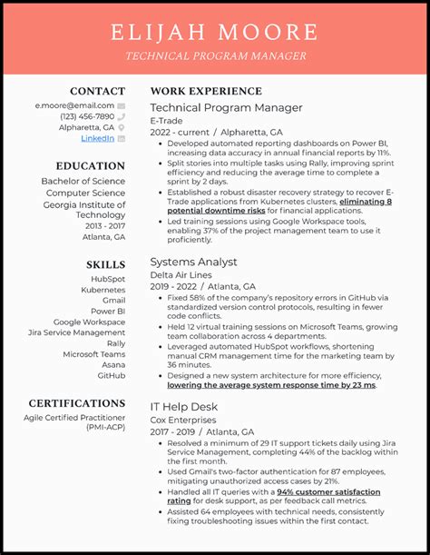 11 Technical Program Manager Resume Examples For 2025