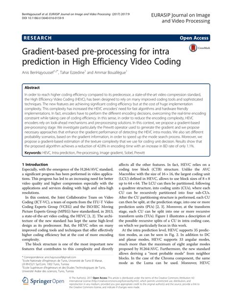 Pdf Gradient Based Pre Processing For Intra Prediction In High
