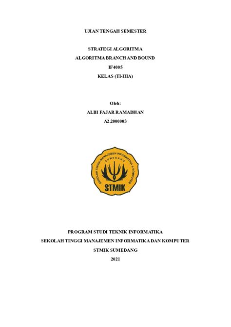 Pdf Algoritma Branch And Bound