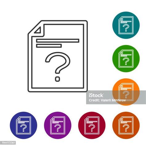 회색 알 수 없는 문서 라인 아이콘 흰색 배경에 고립입니다 물음표와 함께 파일입니다 보고서 서비스 및 글로벌 검색 표시를 보류 합니다 컬러 서클 버튼에 아이콘을 설정 합니다