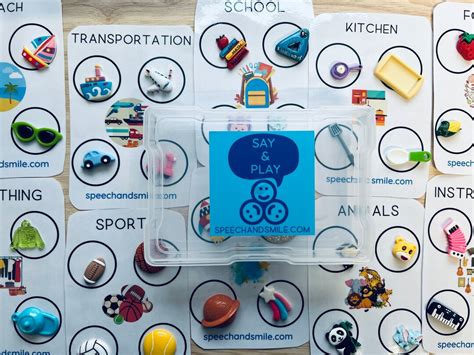 sorting task box with mini objects speech therapy activity box language