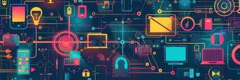 A Colorful Illustration Of Connected Network Devices And Data Flow Featuring Routers Modems