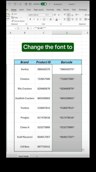 barcode excel hack exceltrick2024 newexcel excelshortcuts shorts