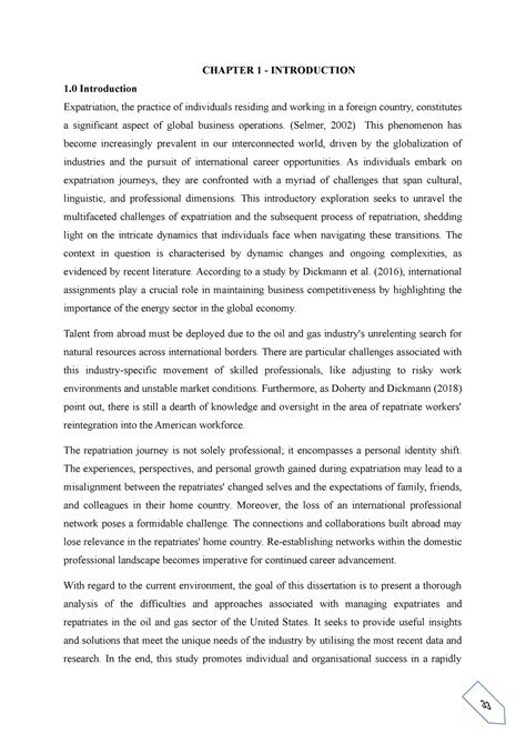 MBA Dissertation - CHAPTER 1 - INTRODUCTION 1 Introduction Expatriation, the practice of ...