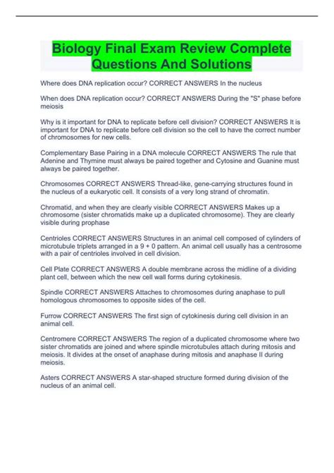 Biology Final Exam Review Complete Questions And Solutions Biology Stuvia Us